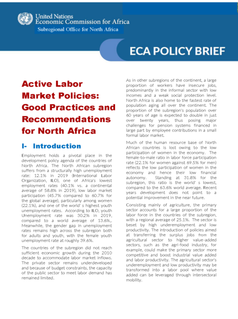 Policy Brief – Active Labor Market Policies Good Practices and ...